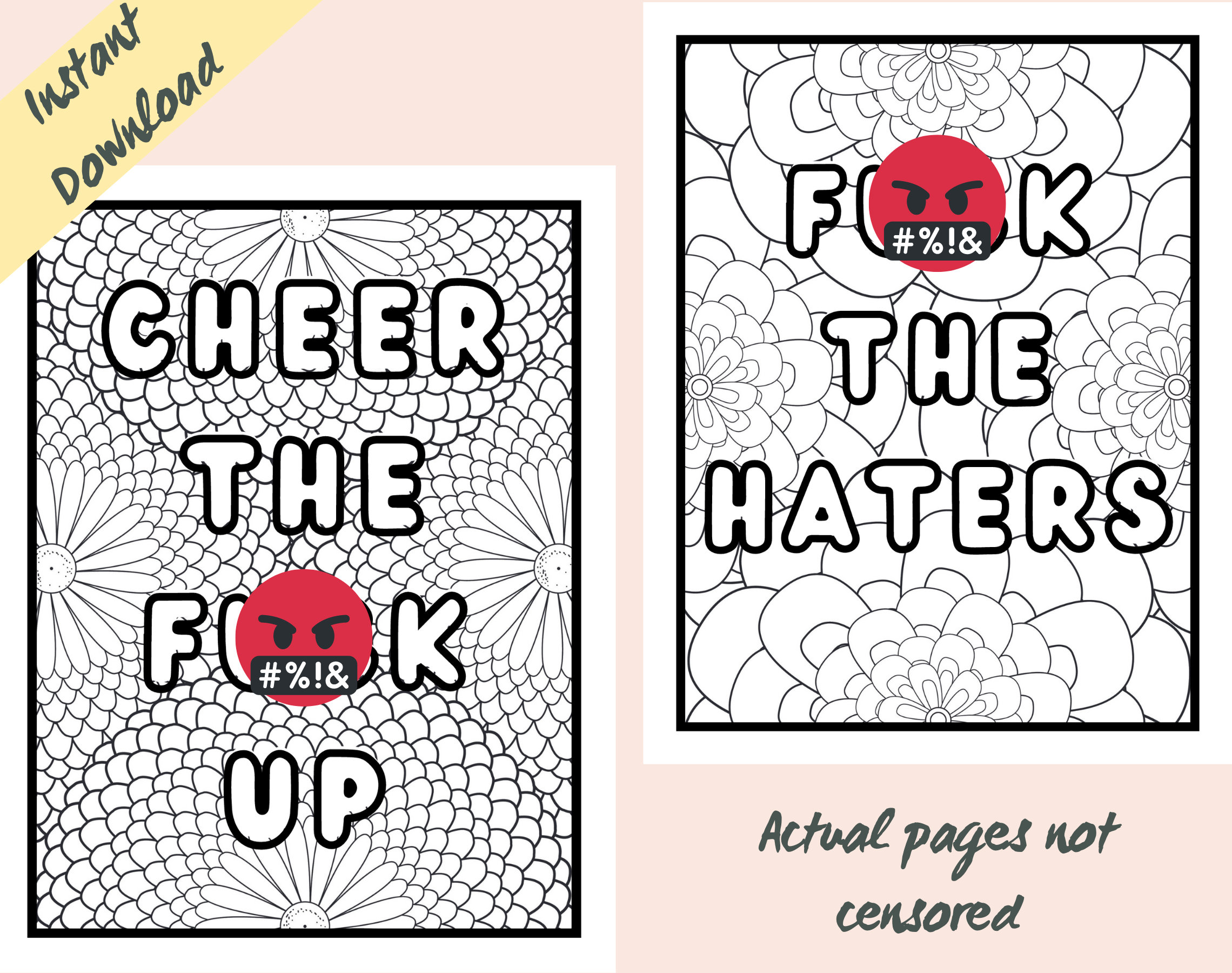 Cuss Word Coloring Pages Volume 1 Swearing Colouring for - Etsy