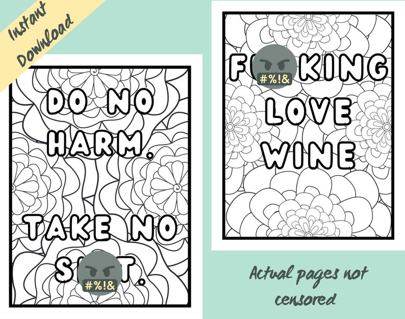 Cuss Word Coloring Pages Volume 2, Swearing Colouring for Adults Dirty ...