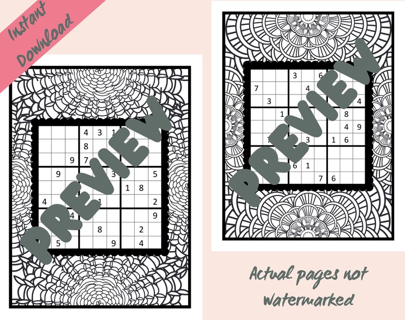 Sudoku Coloring Pages Volume 1 Colouring For Adults Printable Instant