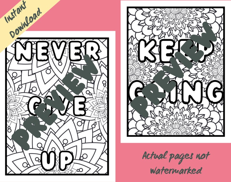 Motivational Coloring Pages Volume 1, Inspirational Colouring for ...