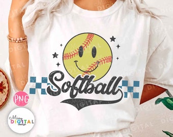 Smiley Face Game Day Vibes Softball PNG - Etsy