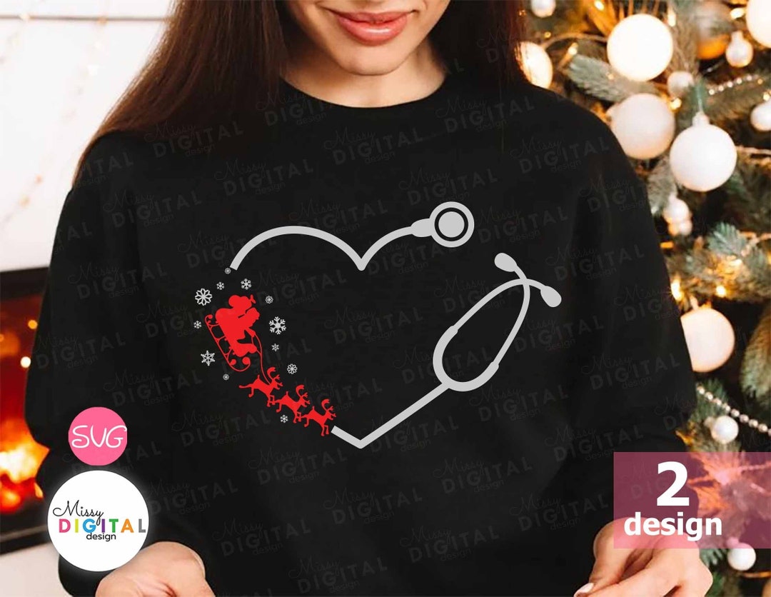 Stethoscope Christmas Svg,merry Christmas Svg,santa Svg,nurse Life Svg ...