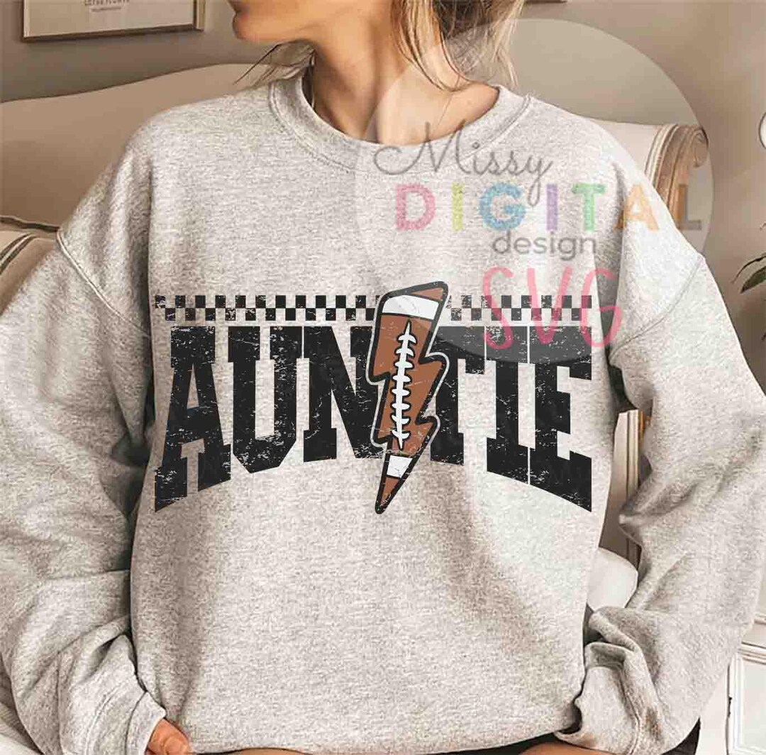 Football Auntie SVG, Checkered Football SVG, Lightning Football Auntie ...