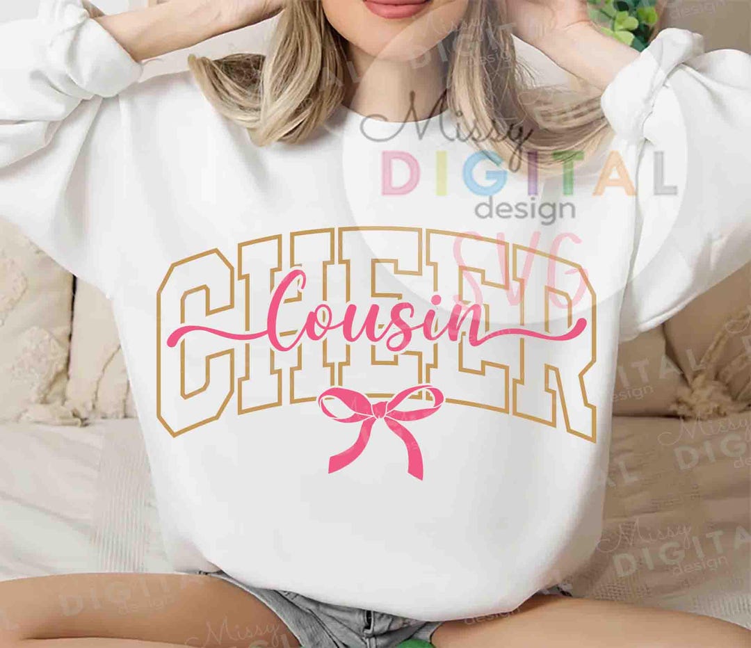 Cheer Cousin Svg Png, Pink Coquette Bow, Coquette Cheerleader Cousin ...