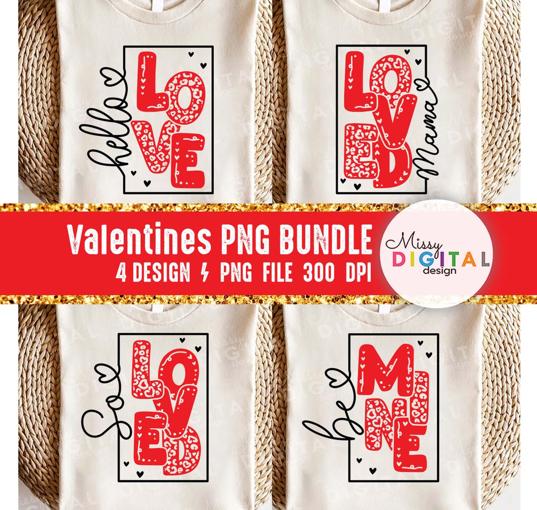 Leopard Valentine PNG Bundle, Love XOXO, Heart Design (digital Download ...