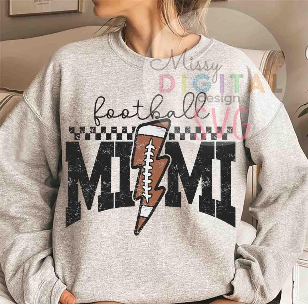 Football Mimi SVG PNG, Checkered Football Svg, Lightning Football Mimi ...