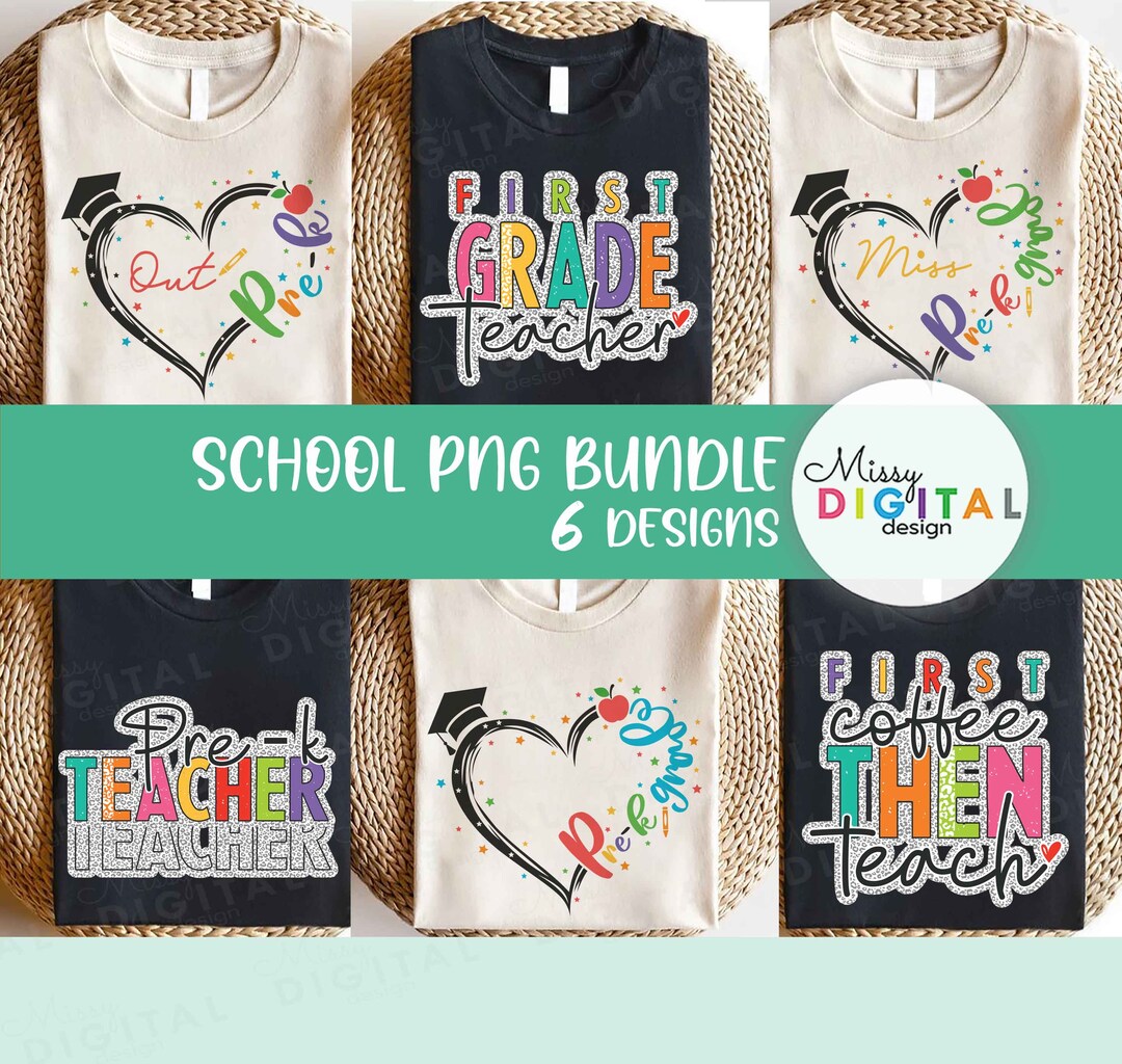 Digital Png File School Hearts PNG Bundle, First Grade Teacher PNG, Out ...