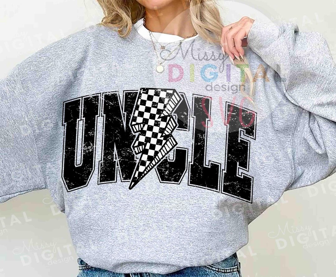 Uncle Lightning Bolt SVG PNG, Retro Uncle SVG, Checkered Uncle Svg ...