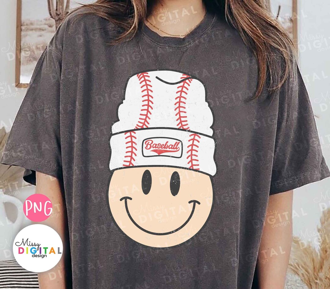 Baseball Beanie Smiley Face Png, Baseball Smiled Sublimation Design ...