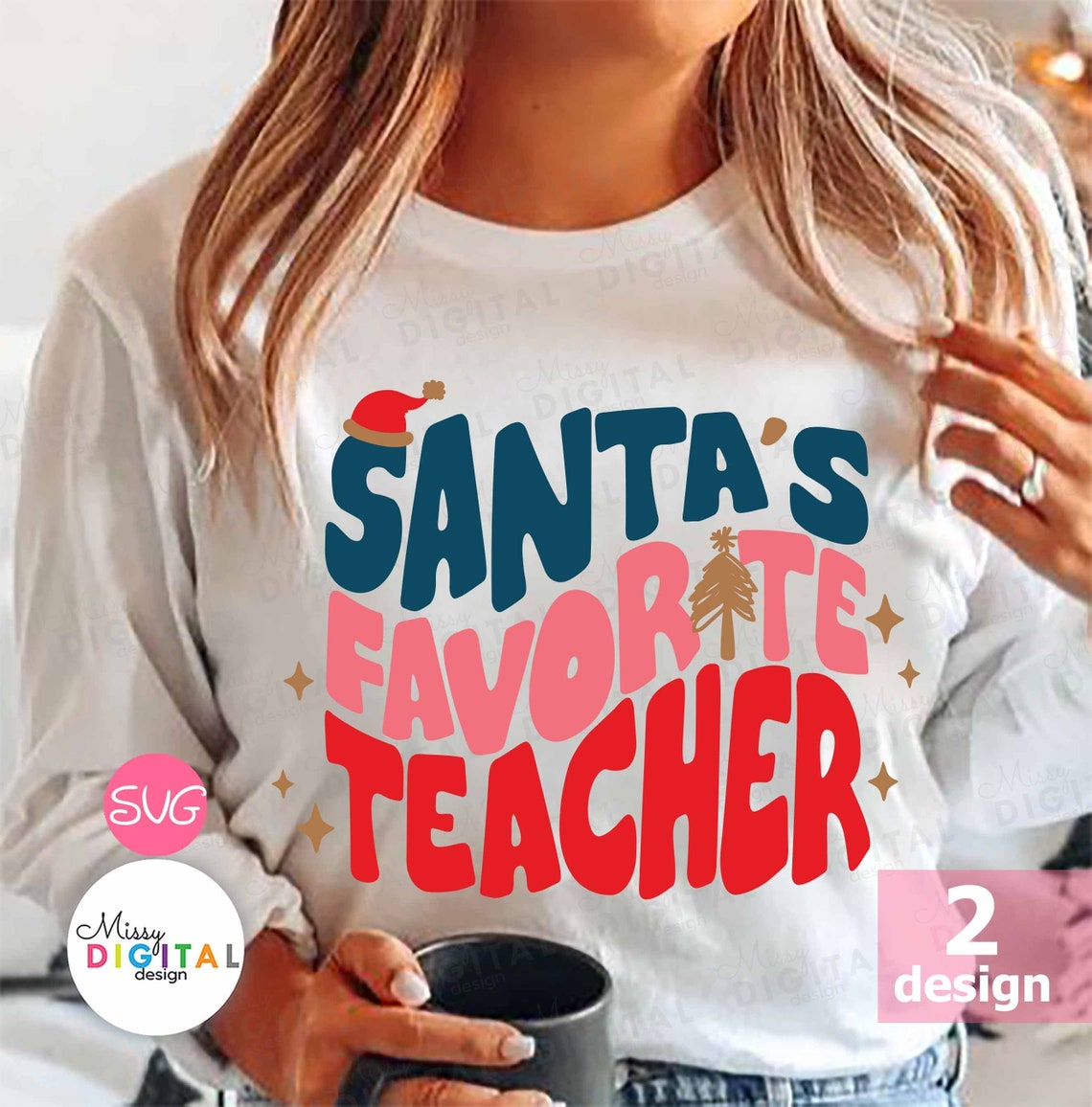 Santas Favorite Teacher Svgchristmas Teacher Shirt Etsy