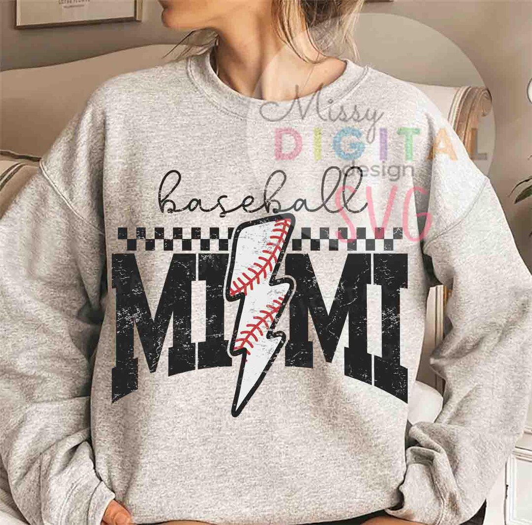 Baseball Mimi SVG PNG, Checkered Baseball Svg, Lightning Baseball Mimi ...