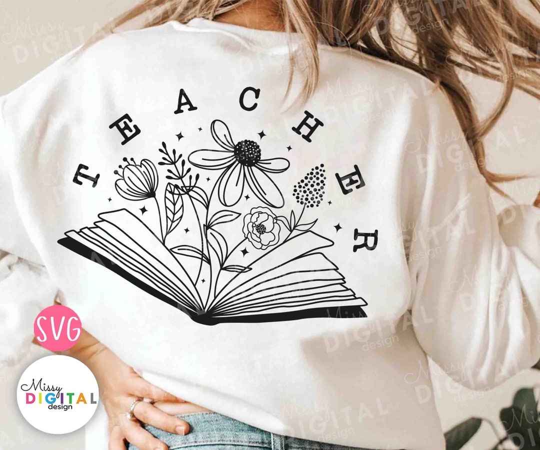 Floral Book, Book With Flower Svg, Teacher Svg, Teacher Appreciation ...