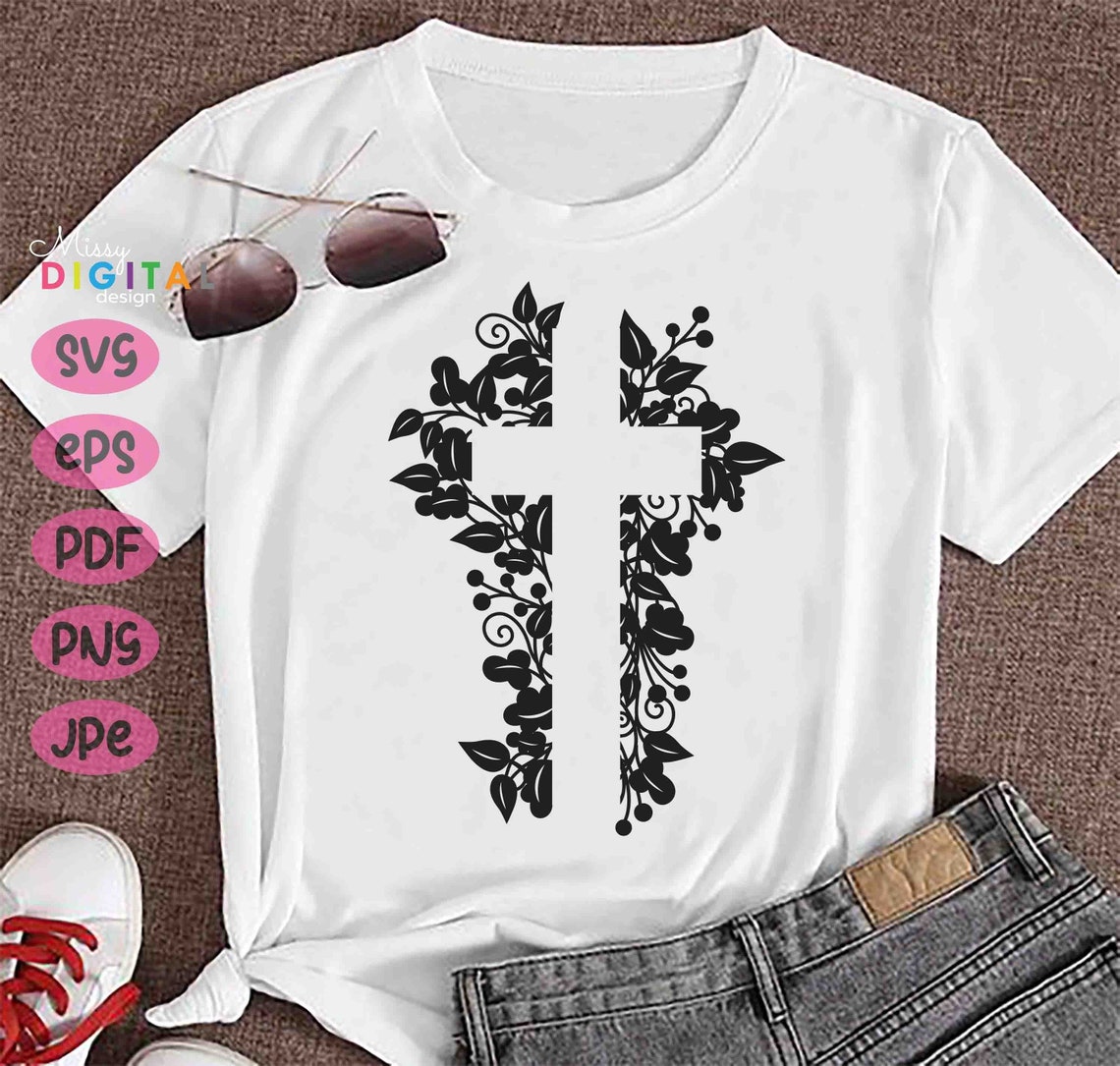 Cross Svg Faith Cross Svgfloral Cross Svgchristian - Etsy