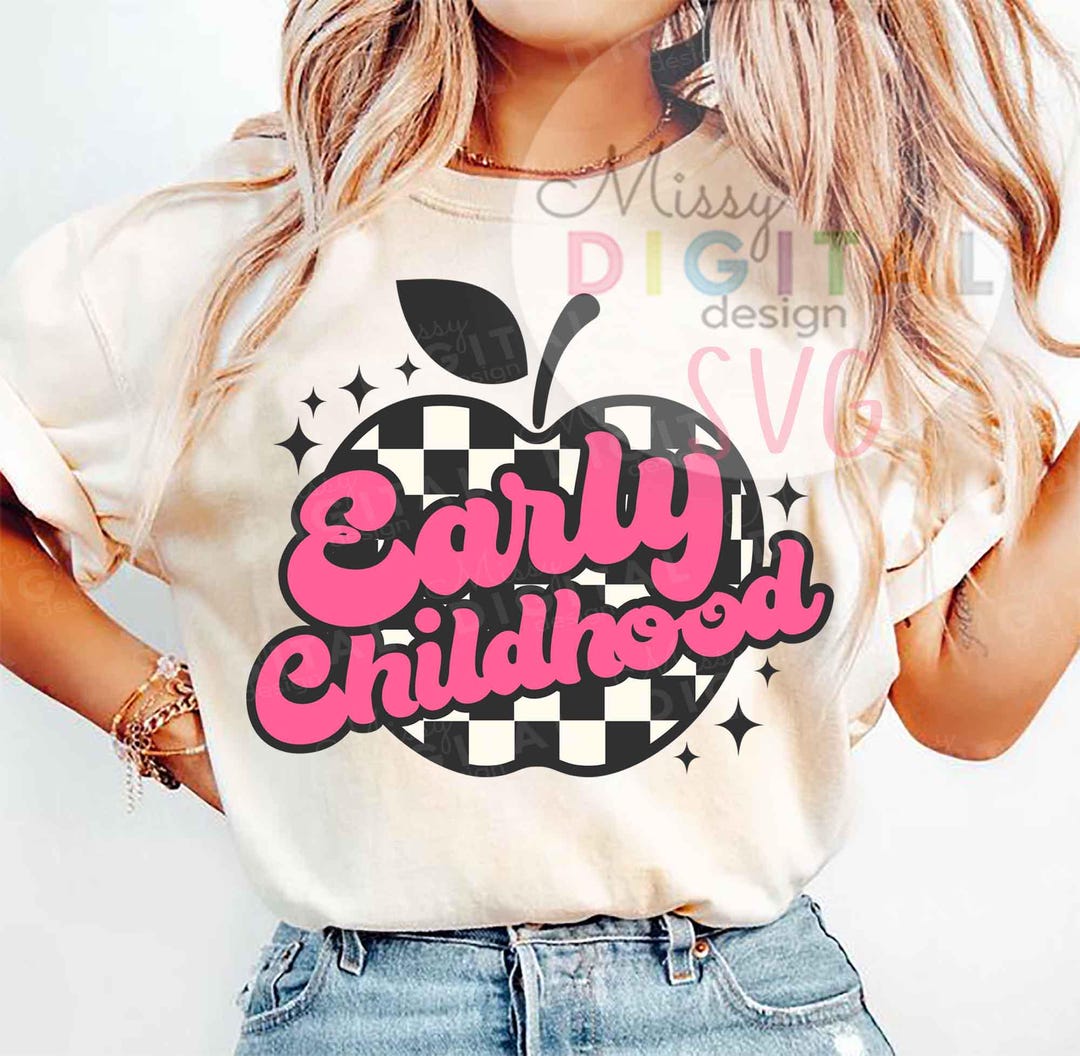 Checkered Apple Early Childhood SVG PNG, Teacher Appreciation (digital ...