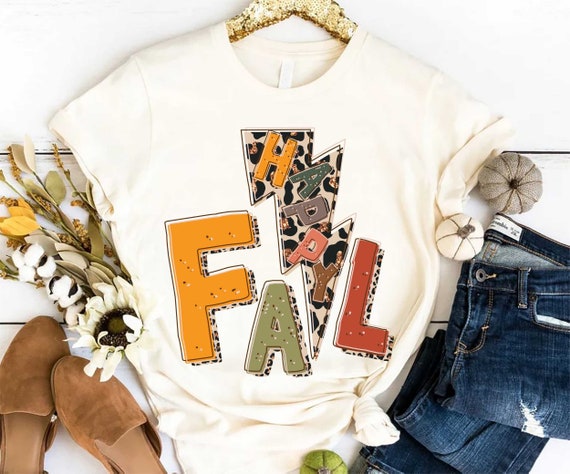 Vintage Happy Fall Lightning Leopard Print Pngretro Fall - Etsy