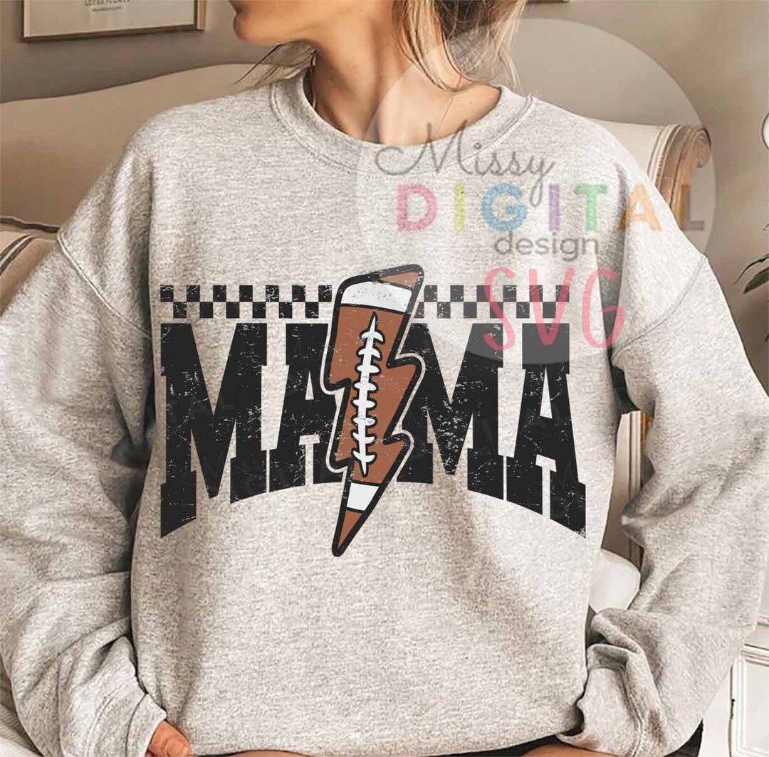 Football Mama SVG, Checkered Football SVG, Lightning Football Mom Svg ...