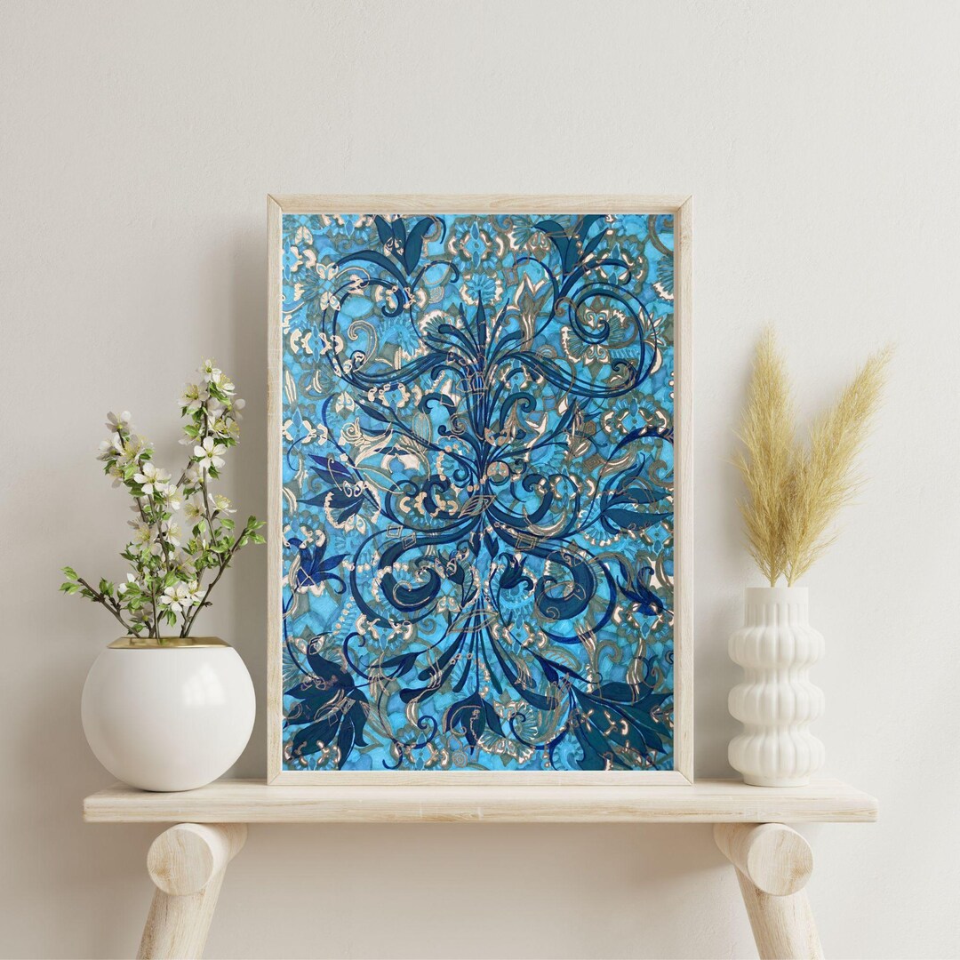 Shades of Blue Abstract Art Print - Etsy