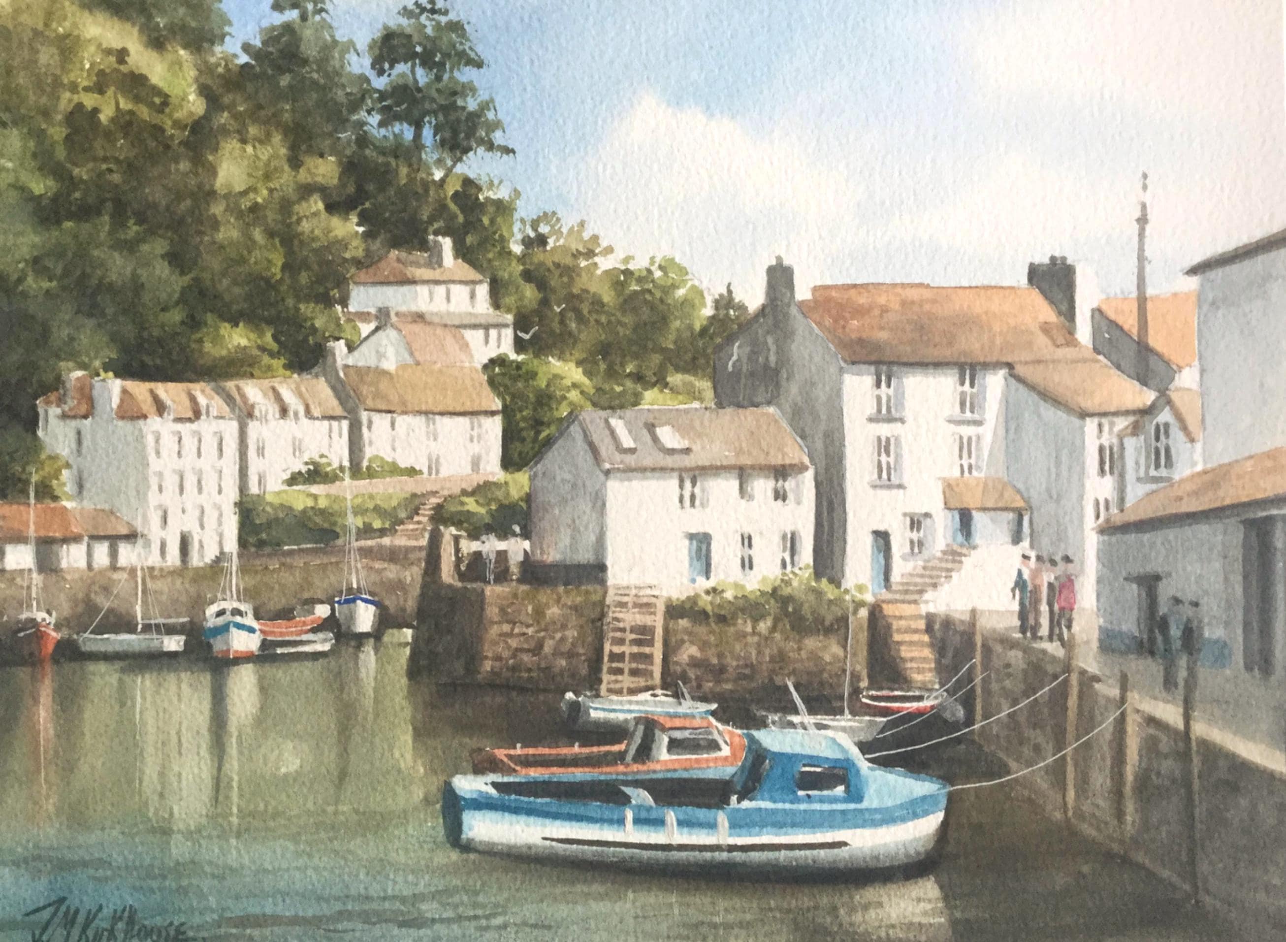 Polperro Harbour Cornwall,original Watercolour Painting 15 X 11 Inches ...