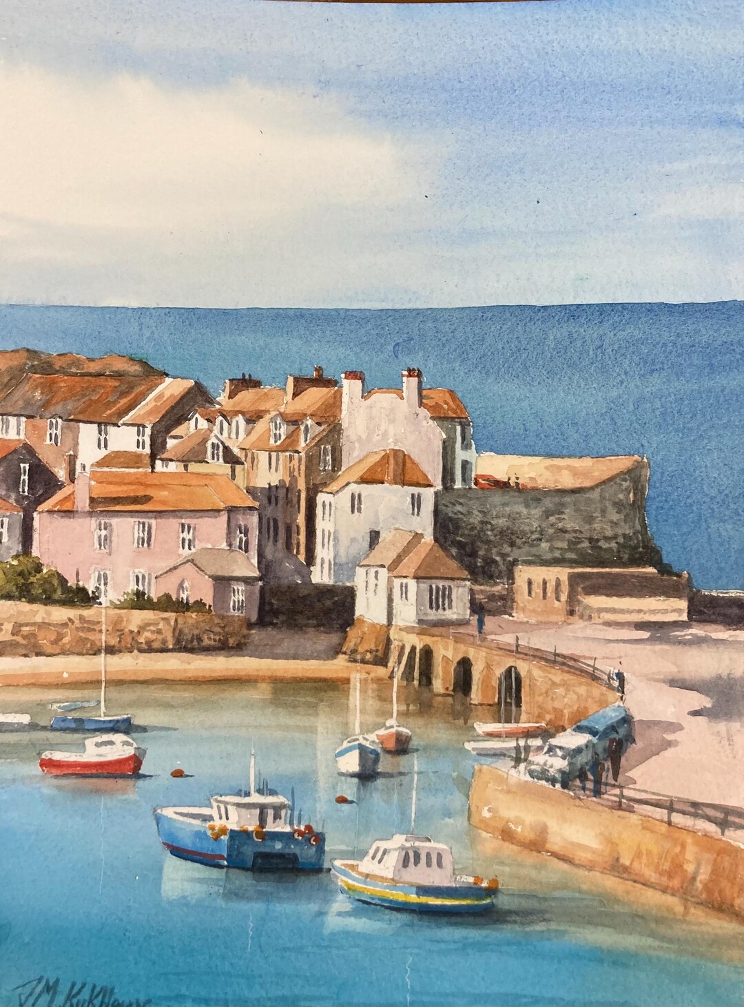 St Ives Cornwall,original Watercolour Painting 25 X 11 Inches by Jeff ...
