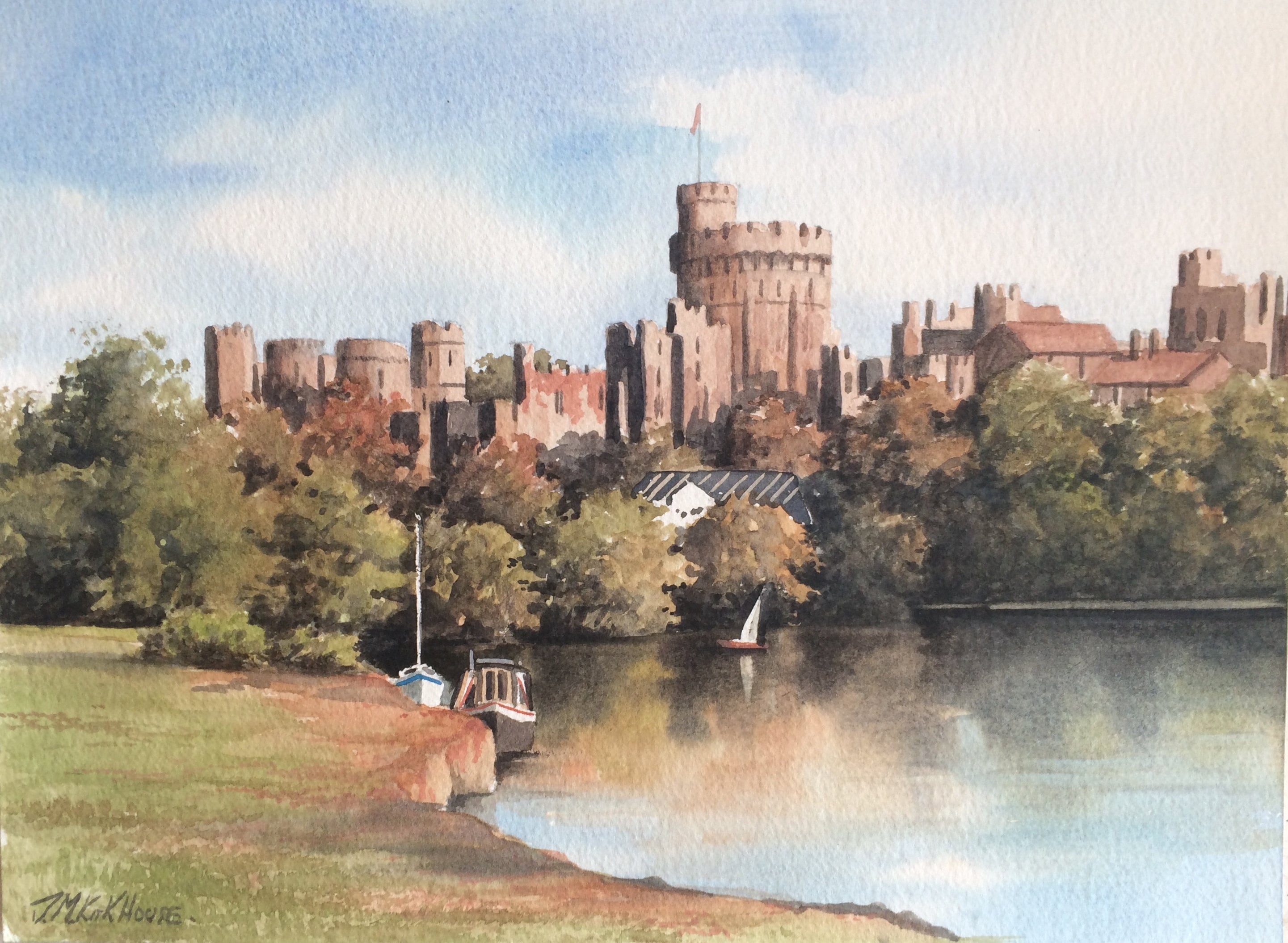 Windsor Castle From the Thames Original Watercolour P 15 X 11 Inches ...