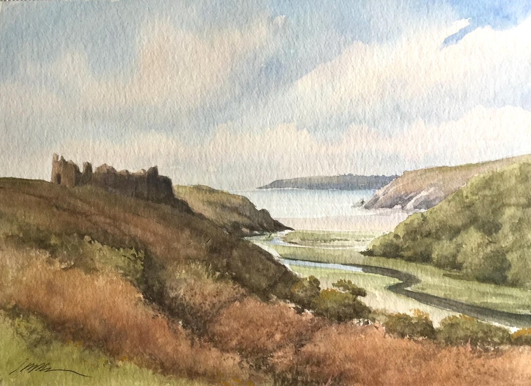 Pennard Castle Gower,original Watercolour Painting 15 X 11 Inches. - Etsy