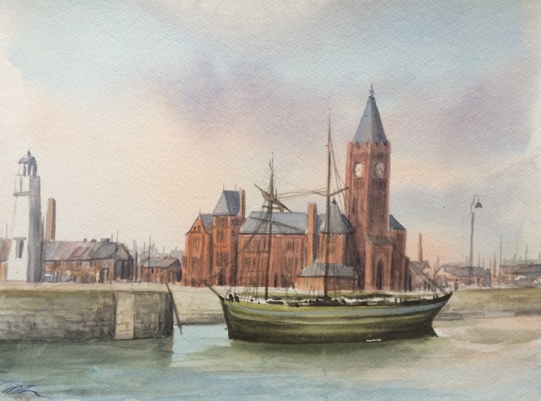 Old Cardiff Bay,original Watercolour Painti 15 X 11 Inches. - Etsy