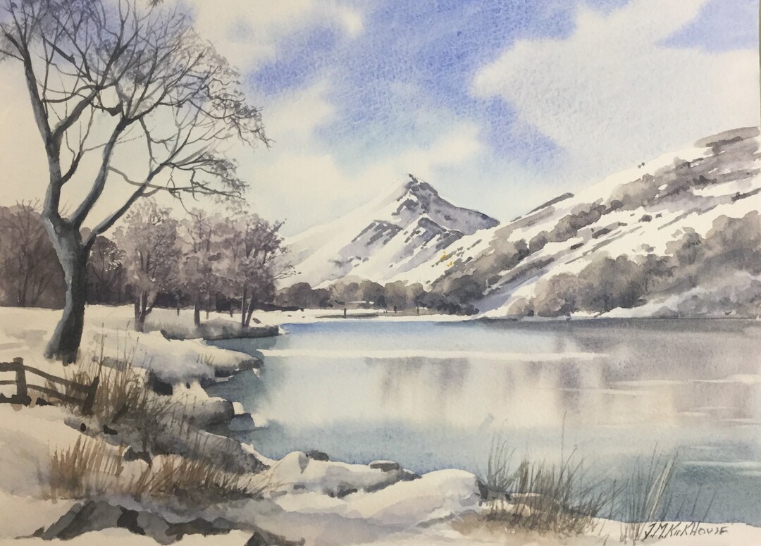 Snowdon in Winter North Wales, Original Painting. 15 X 11 Inches. - Etsy