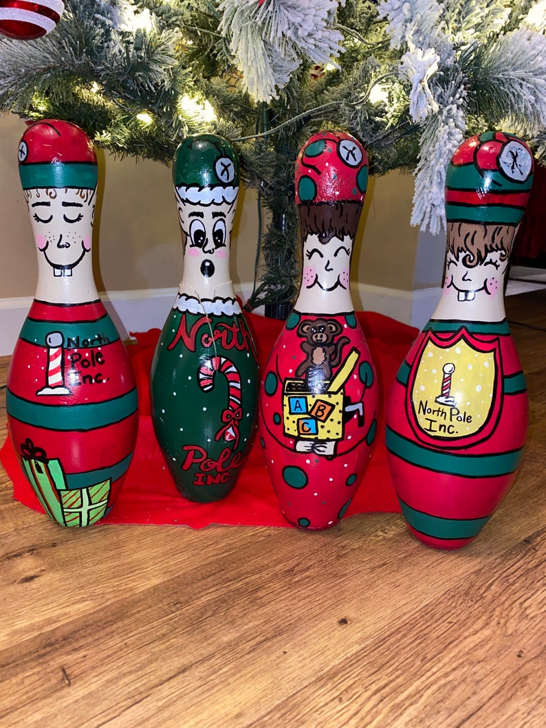 Hand Painted Elf Bowling Pins | Etsy