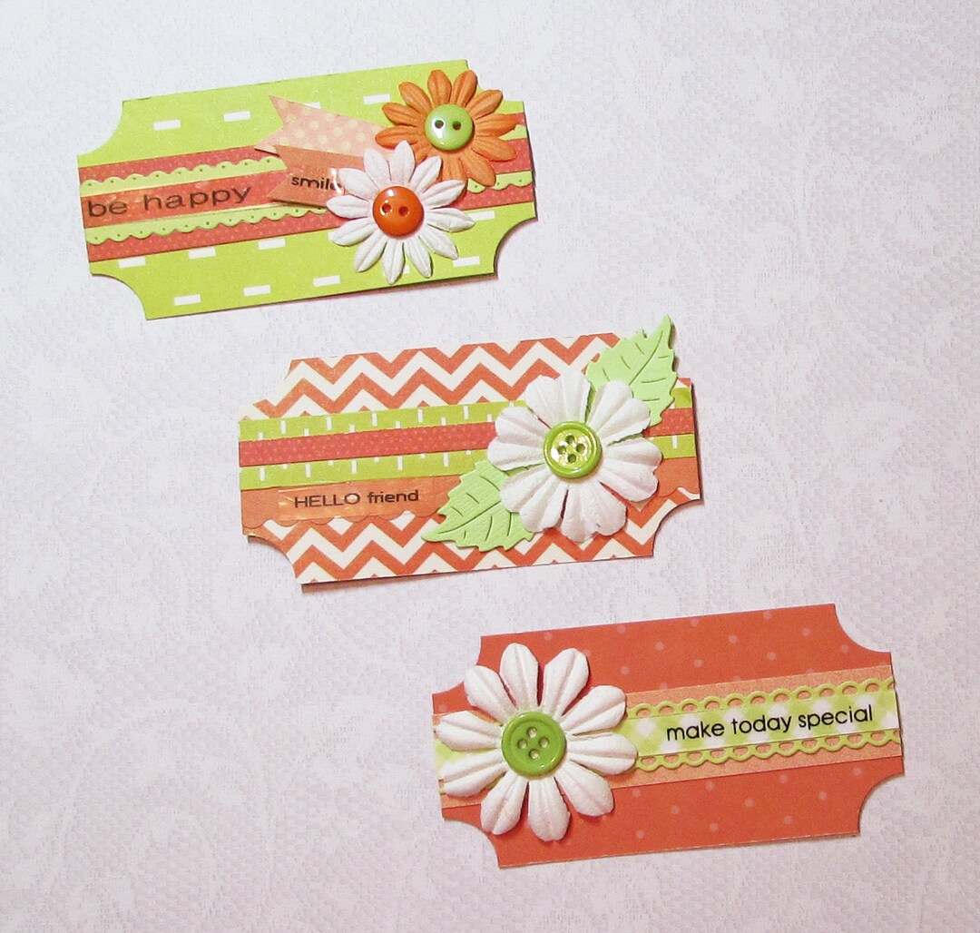 3 Mini Ticket Embellishments, Set of 3, Handmade, Planner, Scrapbook ...