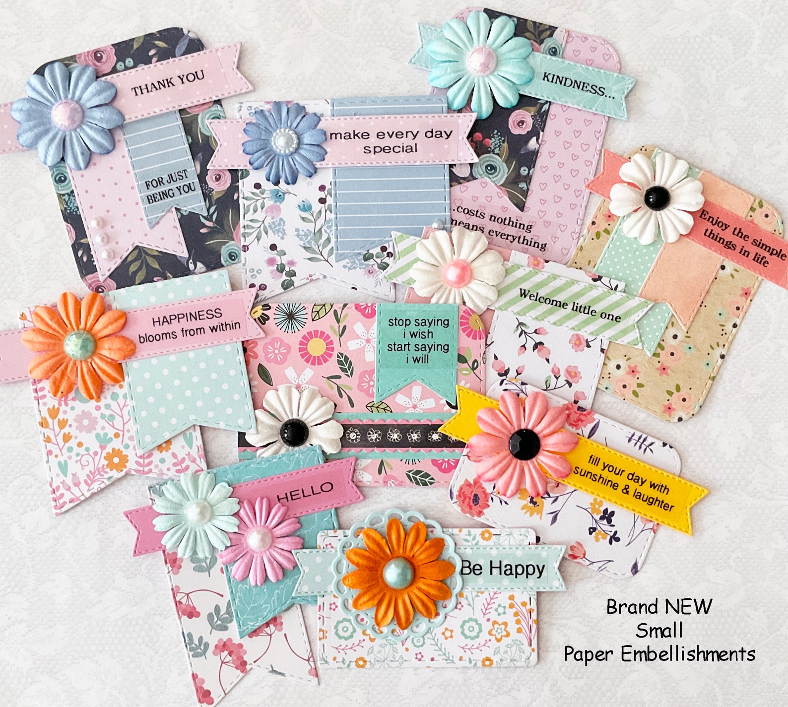 NEW Small Topper Embellishments, Handmade, Planner, Scrapbook, Cards ...