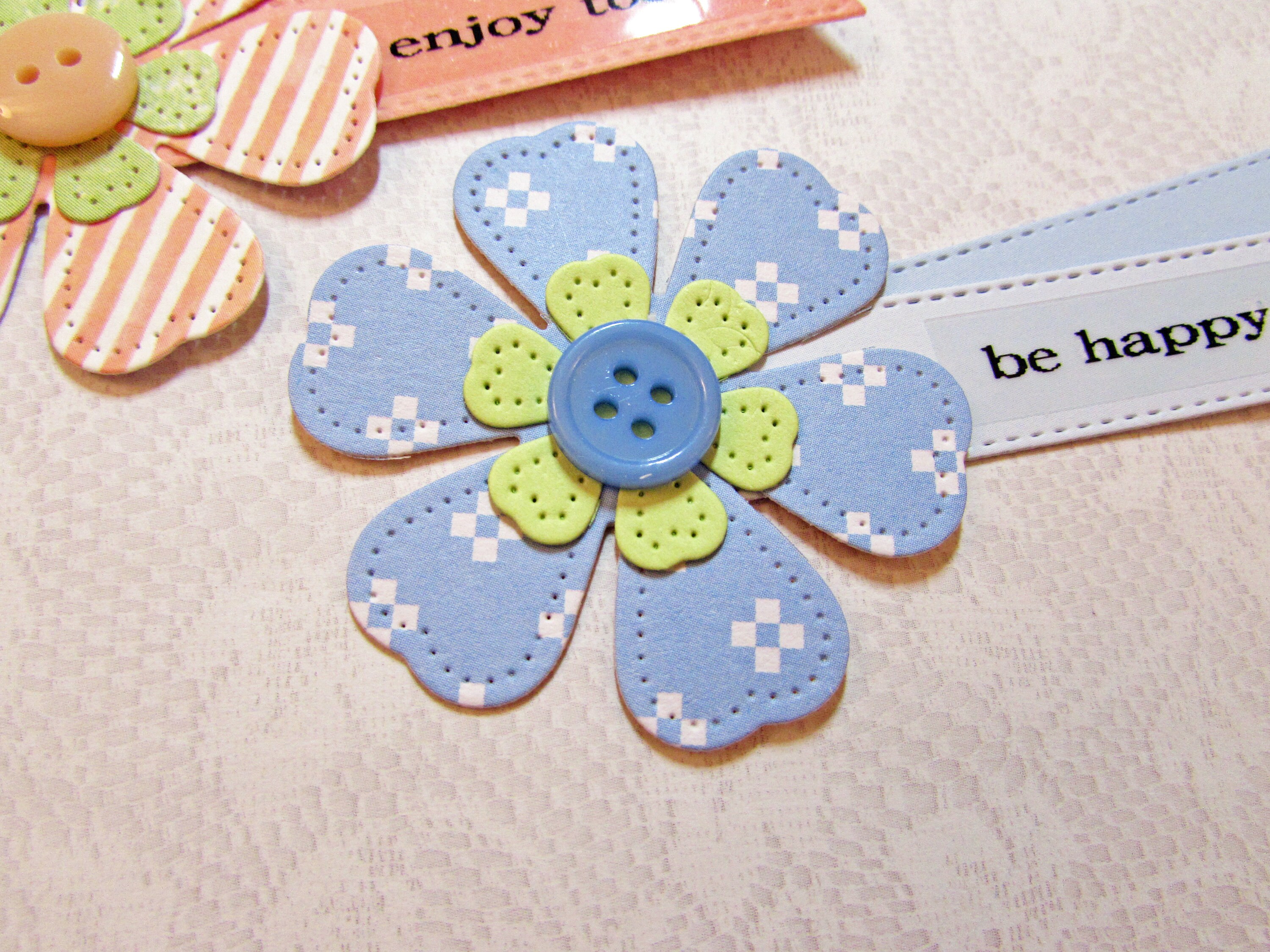 2 Flower Tags With Greeting, Set of 2, Handmade, Planner, Scrapbooking ...