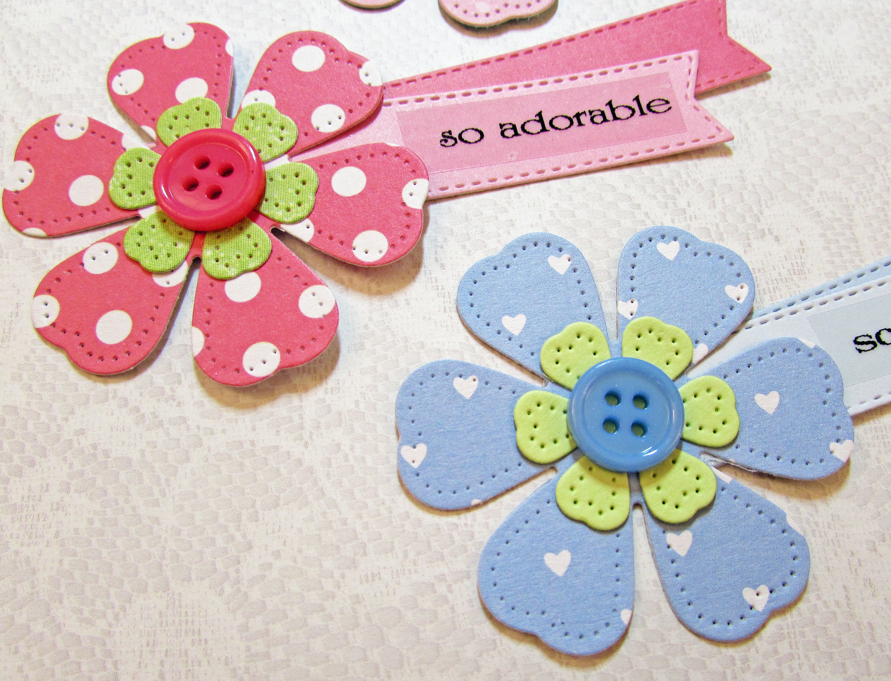 2 Flower Tags With Greeting, Set of 2, Handmade, Planner, Scrapbooking ...