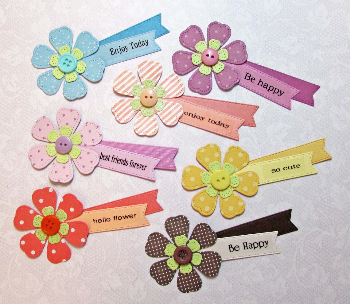 2 Flower Tags With Greeting Set of 2 Handmade Planner - Etsy