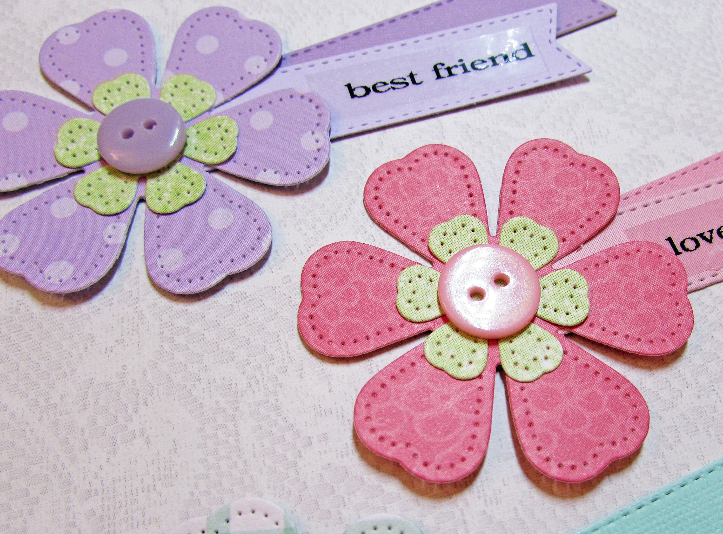 2 Flower Tags With Greeting, Set of 2, Handmade, Planner, Scrapbooking ...
