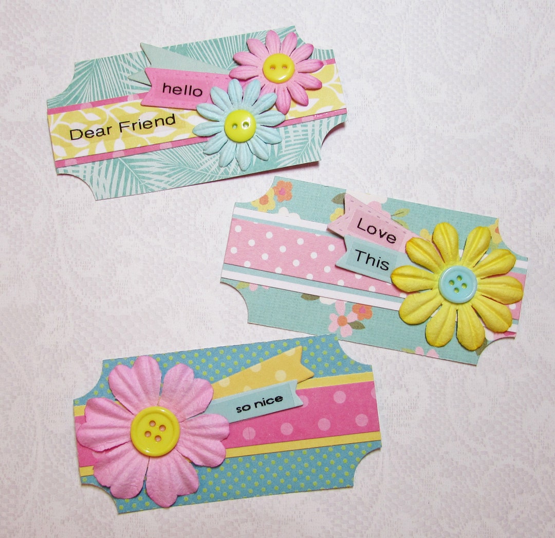 3 Mini Ticket Embellishments, Set of 3, Handmade, Planner, Scrapbook ...