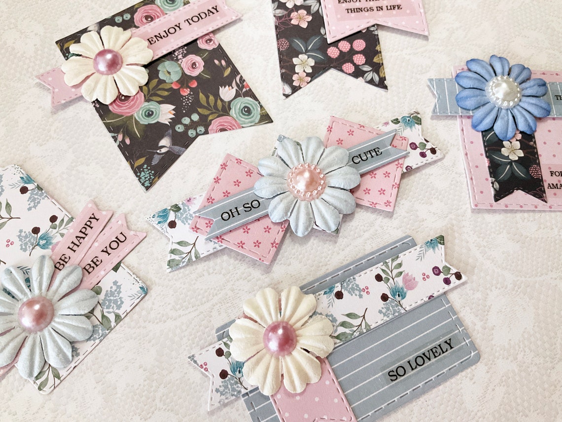 6 Mini Embellishment, Set of 6, Handmade, Planner, Scrapbook, Cards ...