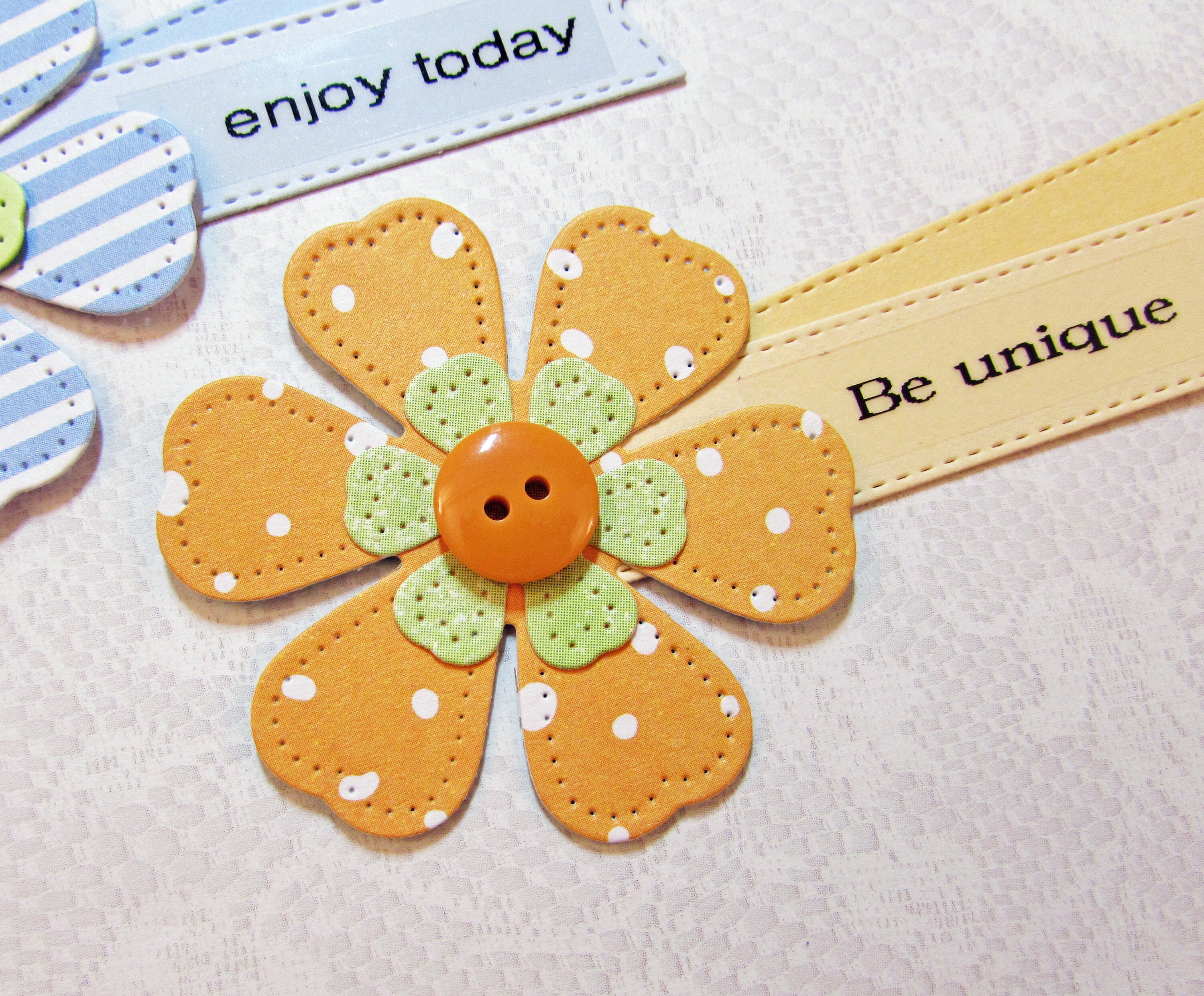 2 Flower Tags With Greeting, Set of 2, Handmade, Planner, Scrapbooking ...