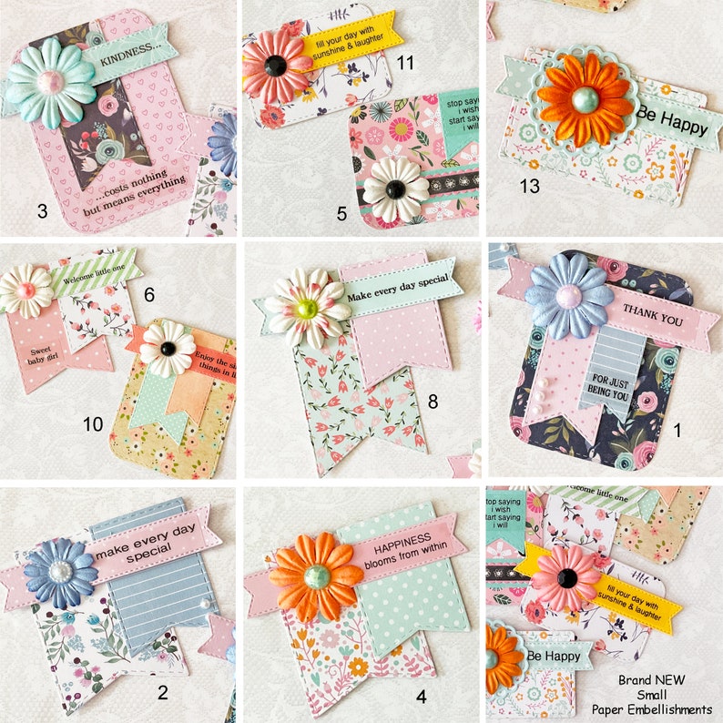 NEW Small Topper Embellishments, Handmade, Planner, Scrapbook, Cards ...