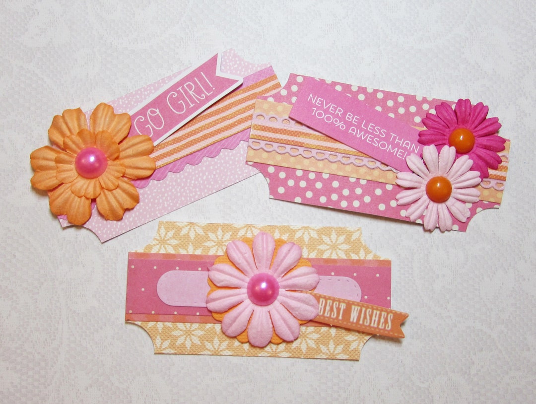 3 Mini Ticket Embellishments, Set of 3, Handmade, Planner, Scrapbook ...
