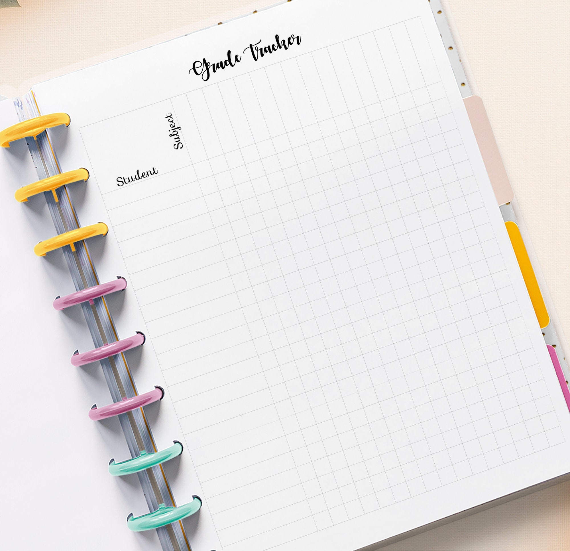 Grade Tracker for the Happy Planners Teacher Planner Inserts - Etsy