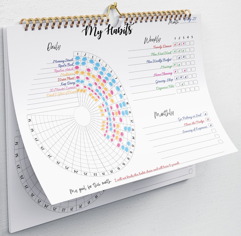 Habit Tracker Calendar Monthly Weekly Daily Habit Planner - Etsy