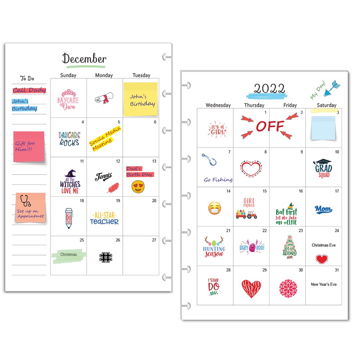 2022 Classic Happy Planner 9 Disc Monthly Calendar Inserts | Etsy