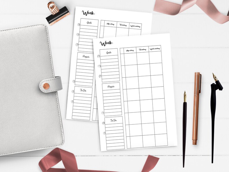 Weekly Planner Inserts Refills printed for A5 Size Planners - Etsy