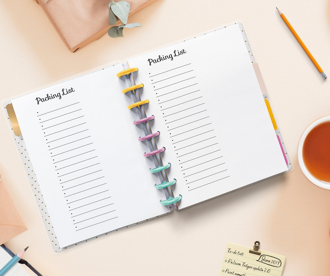 Packing List Inserts for Happy Planners printed, Classic Happy Planner ...