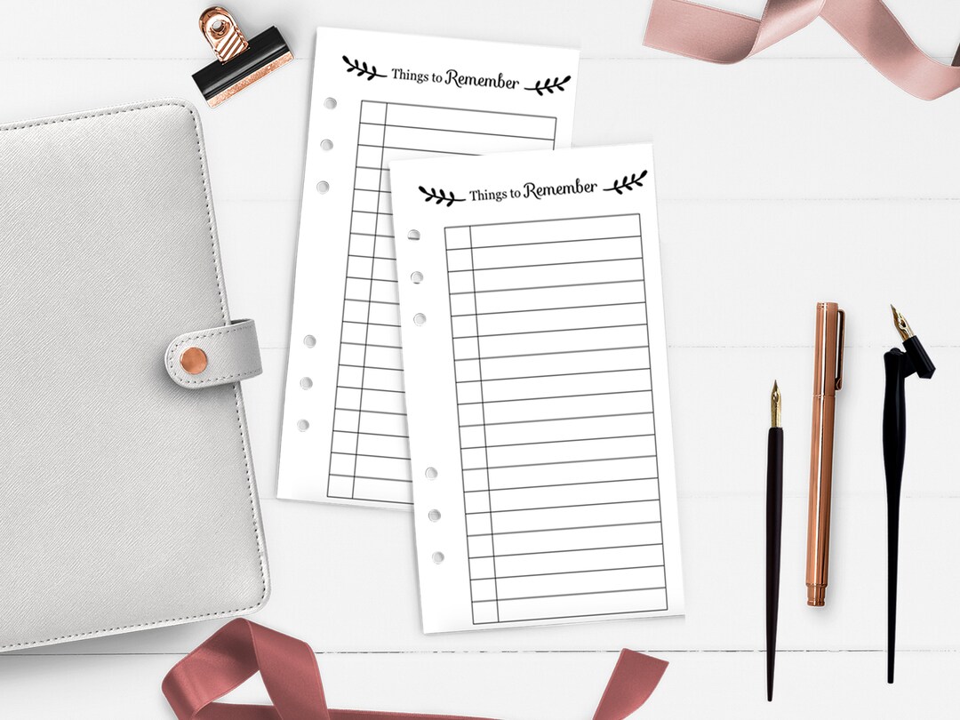 Personal Size Things to Remember List Inserts printed - Etsy