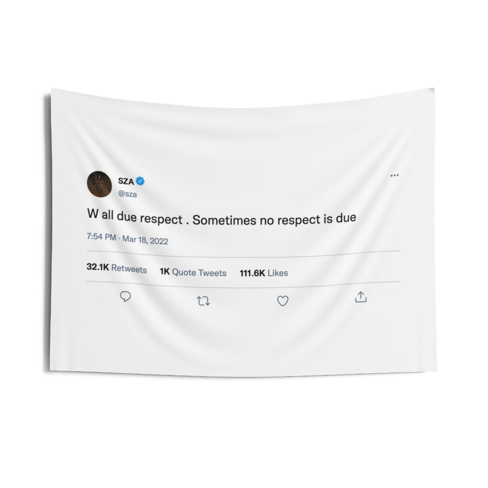 SZA W All Due Respect No Respect is Due | Tweet Tapestry, Gift, Dorm ...