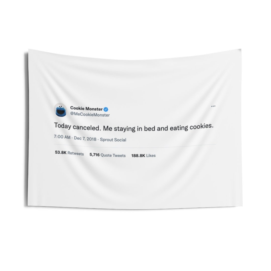 Cookie Monster Tweet Tapestry | Funny Dorm Decor - Etsy
