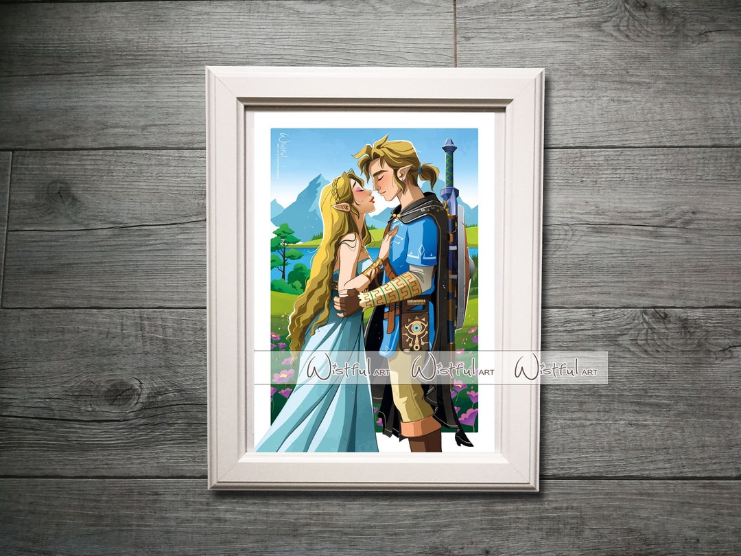 Link & Zelda Kiss - Fine Art Quality Print - Etsy