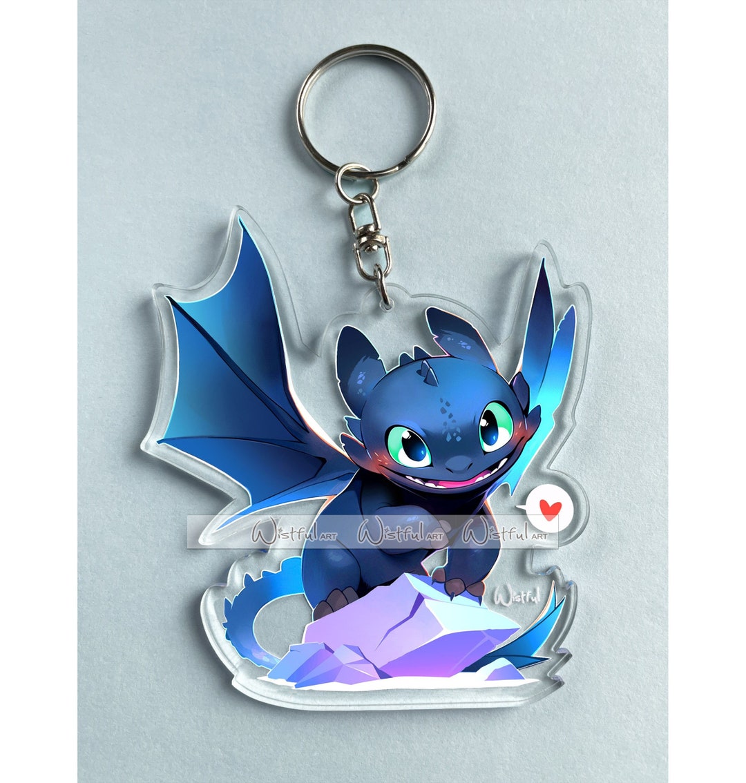 Toothless Night Fury Charm Keychain - Etsy