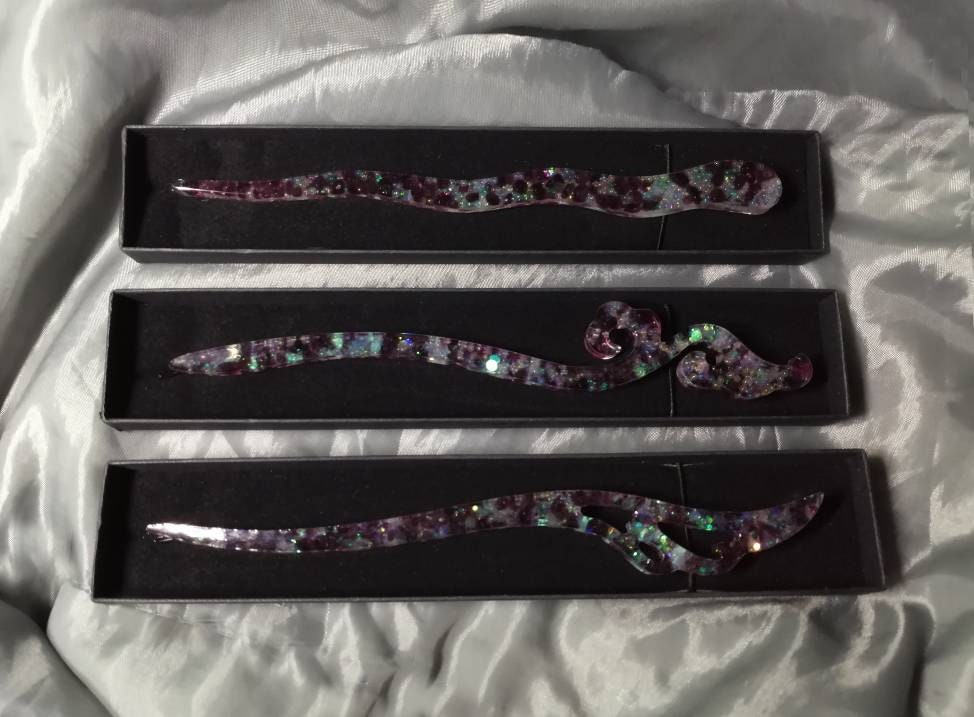 Red Garnet Quartz Crystal Resin Wands With Tiny Pearlescent Resin ...